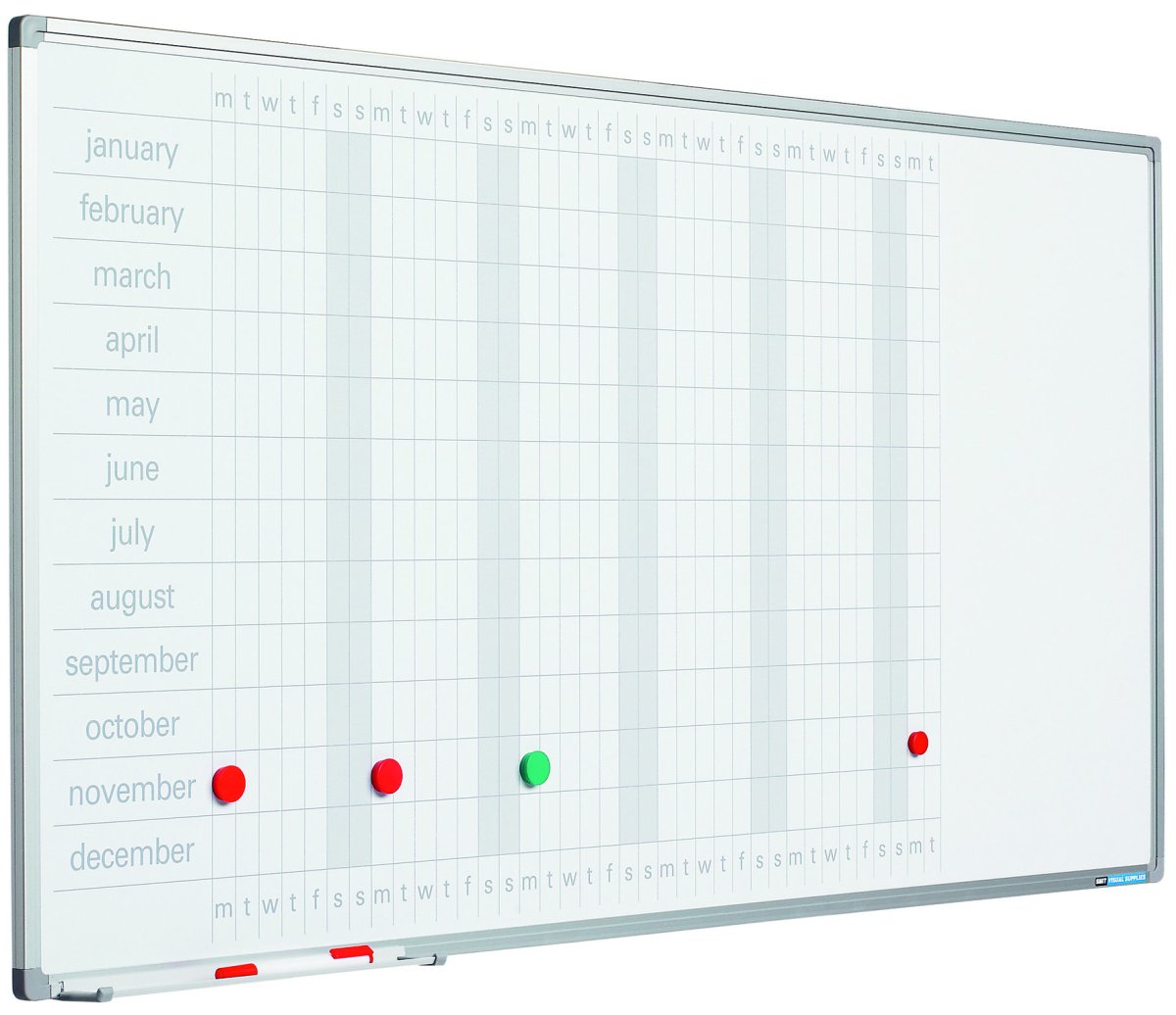 Planning Board - Annual Calendar with Days - 60x120 cm | Danish Sign Export