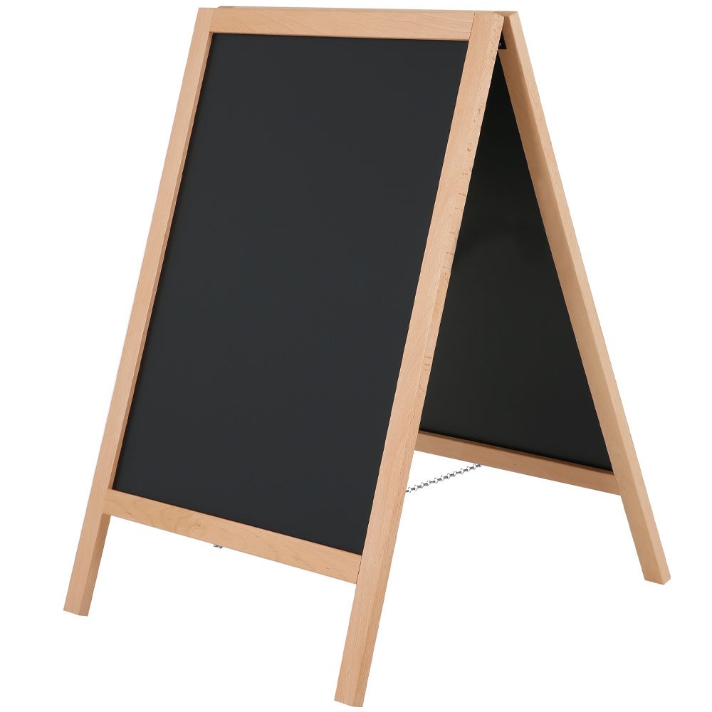 Wooden A-Board Light Pavement Sign with Magnetic Steel Writing Board ...