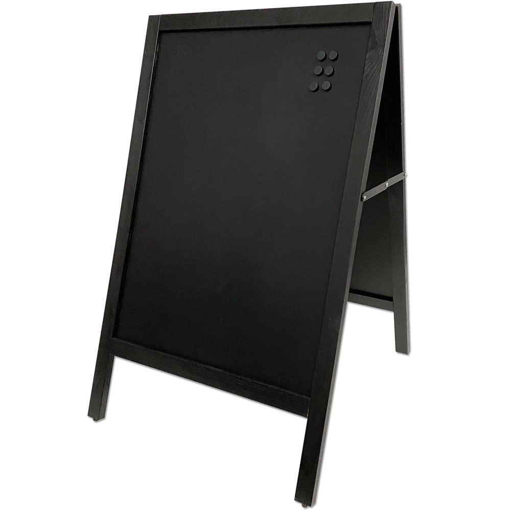 Wooden A-Board Pavement Sign Black, Magnetic Steel Writing Board, 59 x ...