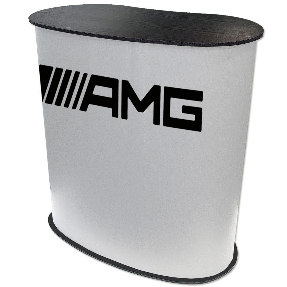 Trade show counter, oval curved, Without print | Danish Sign Export
