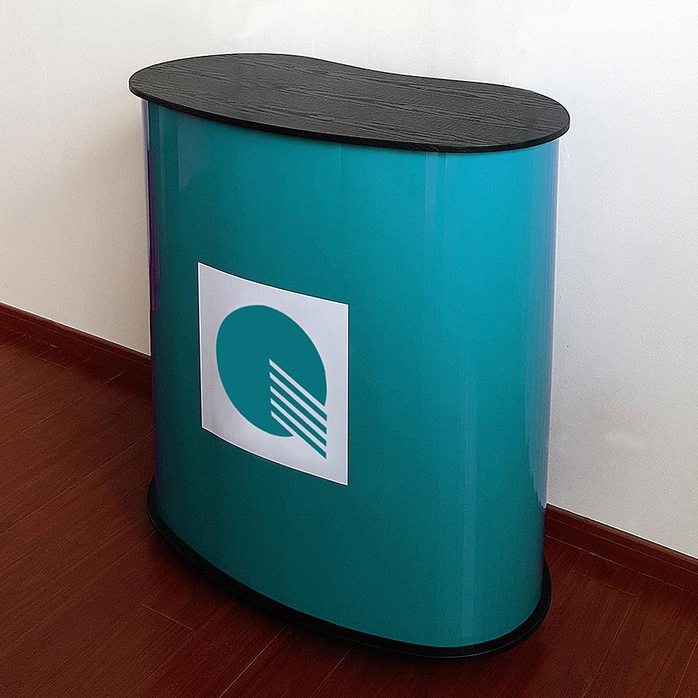 Trade show counter, oval curved, Without print | Danish Sign Export