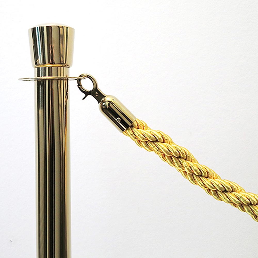 Crowd Barrier Rope, Gold. Base, Pole and Top for rope | Danish Sign Export