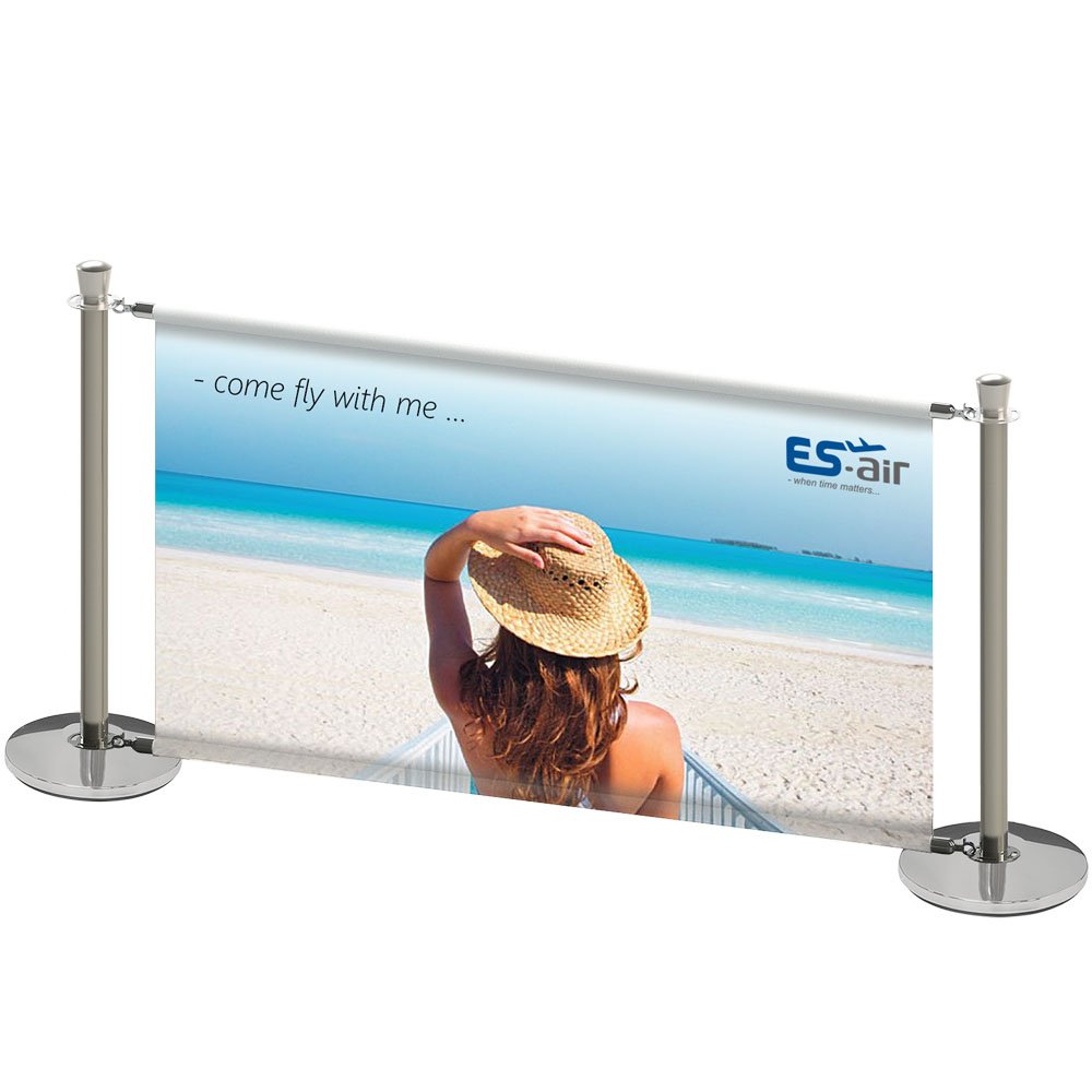 Crowd Control Barrier Post with Banner Pole, 160 cm, Silver | Danish ...