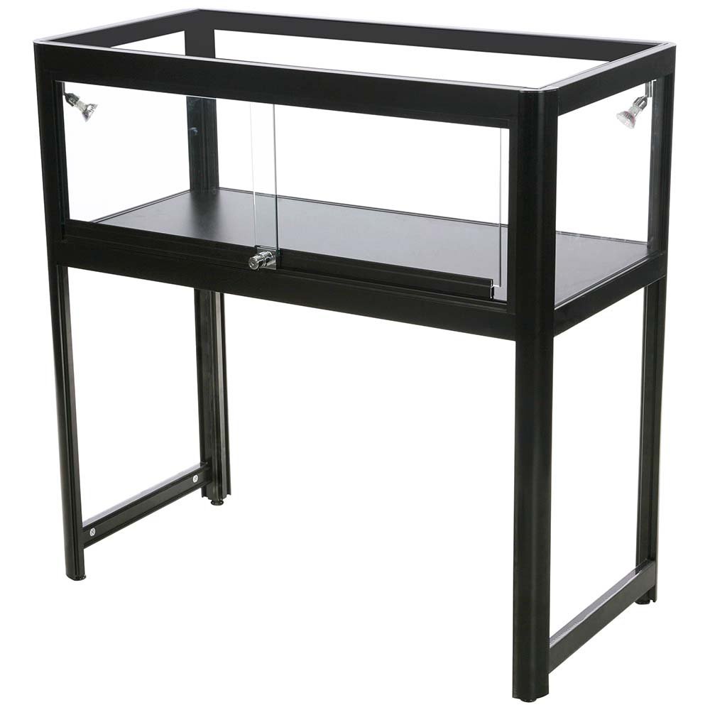 Showcase Desk Duo, black, with LED spots | Danish Sign Export